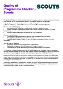 Scouts Quality Programme Checker - Greater London MW